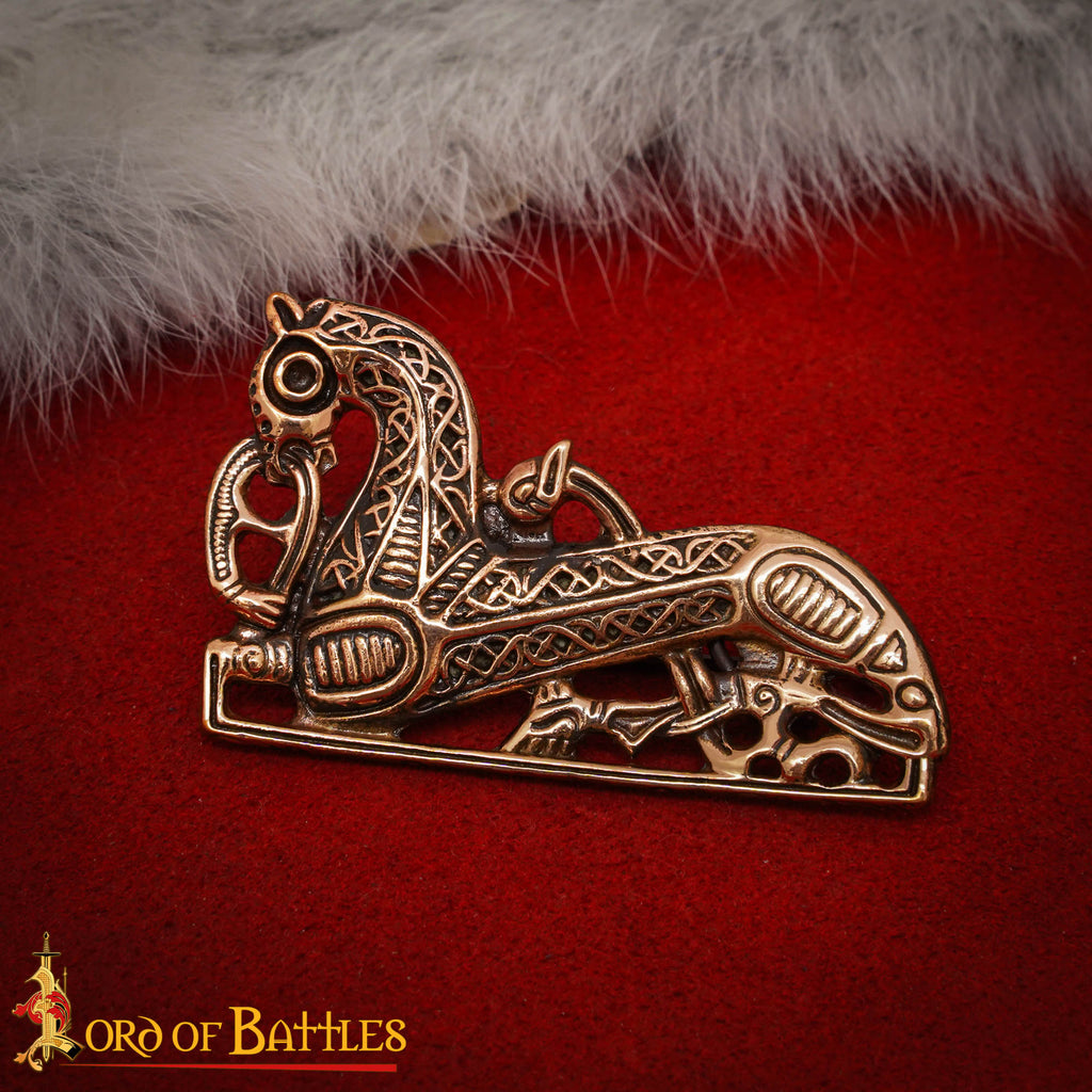Broche Vikingo de Caballo en Bronce para Atuendo Nórdico