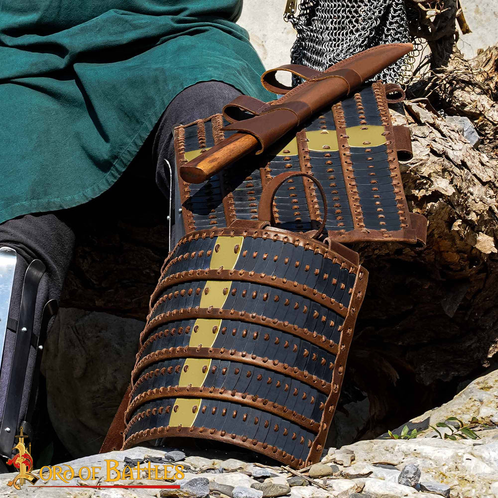Faldón Lamelar Medieval de Acero y Cuero Protección Guerrero