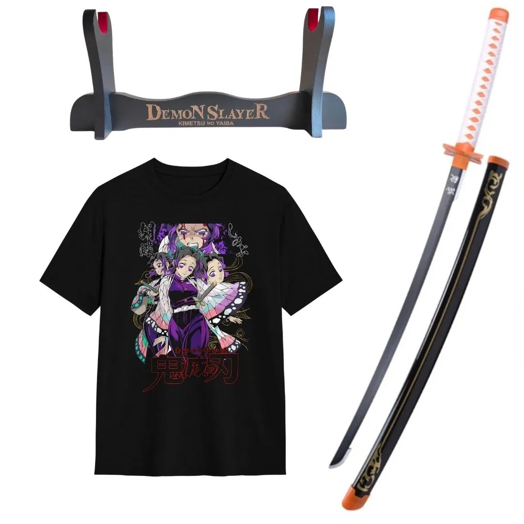 Pack Katana Bambú Shinobu Kocho Kimetsu no Yaiba + Camiseta + Katanero
